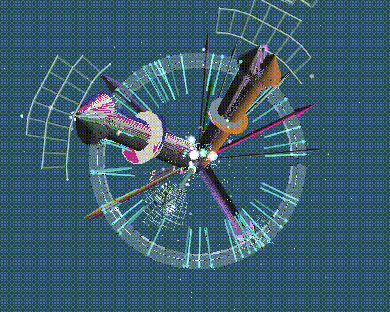 A computer reconstruction of a top quark decay in the